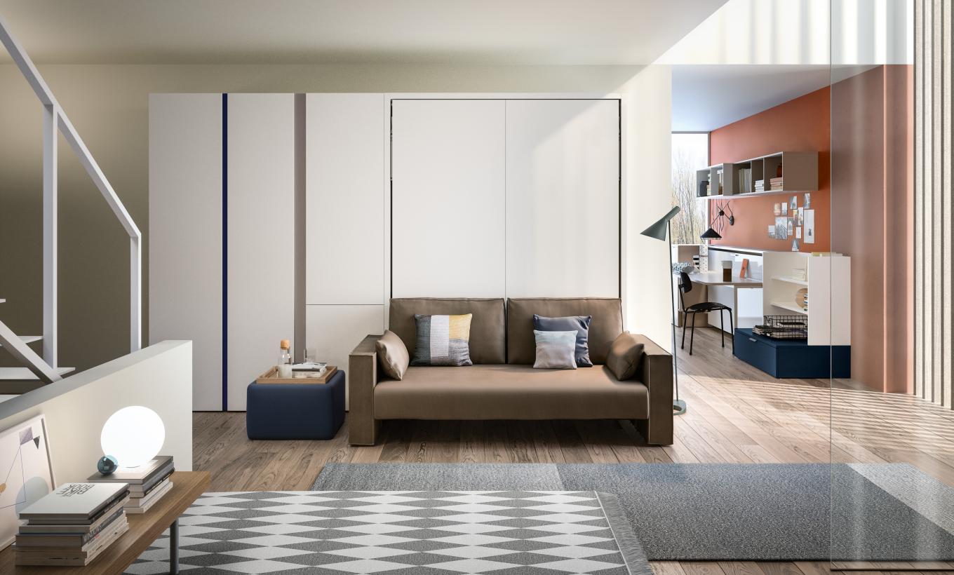 Letto singolo a scomparsa orizzontale con scrivania incorporata Cabrio In | Clei